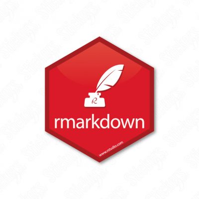 Rmarkdown RStudio hex sticker adesivo - Stickers Devs